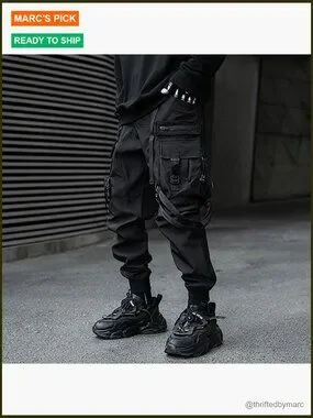 Pants | Techwear Goth Black Cargo Jogger Pants Streetwear Style | Poshmark